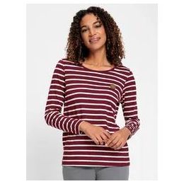 T-Shirt Casual Looks "Shirt", Damen, Gr. 48, rot (dunkelrot, ecru, gestreift), 50% Baumwolle, 50% Modal, gemustert, gestreift, mehrfarbig, Rundhals, Shirts T-Shirt