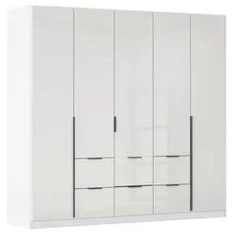 Dreht&uuml;renschrank OTTO HOME "Kleiderschrank Kleiderschr&auml;nke Schrank Garderobe AGORDO mit Glasfront", wei&szlig; (alpinwei&szlig;, glas kristallwei&szlig;), B:226cm H:229cm T:54cm, Holzwerkstoff, Schr&auml;nke, Dreht&uuml;renschrank, mit Au&szlig;enschubk&auml;sten, in 7 Breiten und 2 H&ouml;hen MADE IN GERMANY