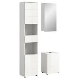 Badm&ouml;bel-Set Welltime "Biel, H&ouml;he 190 cm, Hochschrank, Unterschrank, Spiegelschrank", wei&szlig; (wei&szlig; melamin), B:91cm H:190cm T:34cm, Kastenm&ouml;bel-Sets, Badm&ouml;bel-Set, Bad Set, modernes Design, Hochschrank, Unterschrank, Spiegel