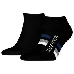Sneakersocken Tommy Hilfiger "TH MEN SNEAKER 2P HILFIGER TAB", Herren, Gr. 43-46, schwarz, Baumwollmischung, normal, Socken Sneakersocken, Atmungsaktiv, Markenlogo