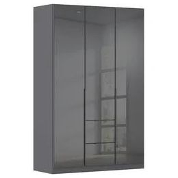 Dreht&uuml;renschrank OTTO HOME "Kleiderschrank Kleiderschr&auml;nke Schrank Garderobe AGORDO mit Glasfront", grau (graumetallic, glas basalt), B:136cm H:210cm T:54cm, Holzwerkstoff, Schr&auml;nke, Dreht&uuml;renschrank, mit Au&szlig;enschubk&auml;sten, in 7 Breiten und 2 H&ouml;hen MADE IN GERMANY