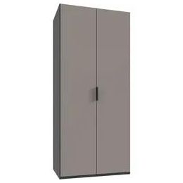 Kleiderschrank wimex "Oxford by fresh to go, in 3 Breiten, Made in Germany", grau (grafit, saharagrau), B:100cm H:236cm T:58cm, Holzwerkstoff, Schr&auml;nke, Kleiderschrank, mit hochwertigen Faltt&uuml;ren f&uuml;r den perfekten &Uuml;berblick