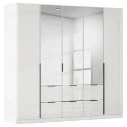 Dreht&uuml;renschrank OTTO HOME "Kleiderschrank Kleiderschr&auml;nke Schrank Garderobe AGORDO mit Glasfront", wei&szlig; (alpinwei&szlig;, glas kristallwei&szlig;), B:226cm H:210cm T:54cm, Holzwerkstoff, Schr&auml;nke, Dreht&uuml;renschrank, mit Au&szlig;enschubk&auml;sten, in 7 Breiten und 2 H&ouml;hen MADE IN GERMANY