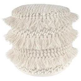 Pouf Kayoom "Bohist 325 35cm x 35cm, Strukturen mit Fransen und Quasten", beige (natural), B:35cm H:35cm T:35cm, Baumwolle, Vlies, Poufs, Pouf, handgefertigt, Unikat, sehr gut kombinierbar, vielf&auml;ltig im Einsatz