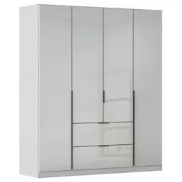 Dreht&uuml;renschrank OTTO HOME "Kleiderschrank Kleiderschr&auml;nke Schrank Garderobe AGORDO mit Glasfront", grau (seidengrau, glas seidengrau), B:181cm H:229cm T:54cm, Holzwerkstoff, Schr&auml;nke, Dreht&uuml;renschrank, mit Au&szlig;enschubk&auml;sten, in 7 Breiten und 2 H&ouml;hen MADE IN GERMANY