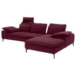 Ecksofa W.Schillig "valentinoo, Designsofa, bequem, elegant und zeitlos, L-Form", rot (burgundy z69), B:299cm H:83cm T:178cm, Longlife Xtra-Leder Z69: Das feinnarbige, gedeckte Softleder Z69 besticht durch seine au&szlig;ergew&ouml;hnliche Weichheit im trendigen &raquo;Vintage-Look&laquo;, Hautst&auml;rke 0, 9 - 1, 1 mm, Sofas, Ecksofa, inklusive Hocker, mit Sitztiefenverstellung, Breite 299 cm