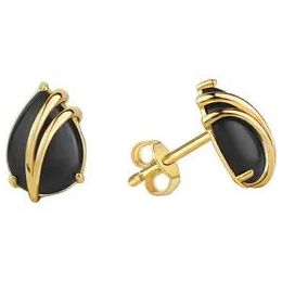Paar Ohrstecker Vivance "375/- Gelbgold glanz Onyx", gelb (gelb, schwarz), Ohrringe, Damen, one-size, Gold