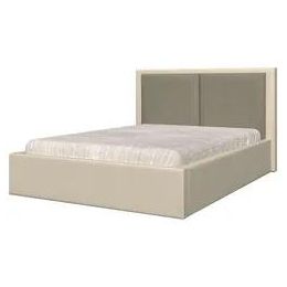 Bettgestell OTTO HOME "Opera, 160 oder 180 x 200 cm Liegefl&auml;che", beige (beige, grau, beige, grau), B:180cm H:120cm L:213cm, Betten, Bettgestell, mit Lattenrost, Bettkasten, Gasdruckfeder, gepolstertes Kopfteil