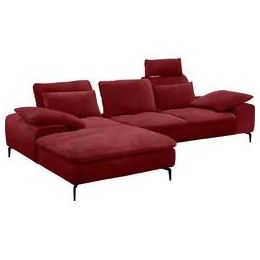 Ecksofa W.Schillig "valentinoo, Designsofa, bequem, elegant und zeitlos, L-Form", rot (ruby rot z73), B:299cm H:83cm T:178cm, Longlife Xtra-Leder Z73: Naturwalkleder der Luxusklasse aus den erlesensten Rohh&auml;uten. Hautst&auml;rke 1, 1 &ndash; 1, 3 mm, Sofas, Ecksofa, inklusive Hocker, mit Sitztiefenverstellung, Breite 299 cm