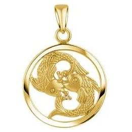 Kettenanh&auml;nger Vivance "925/- Sterling Silber vergoldet Sternzeichen Fische Monatsstein", gelb, Schmuckanh&auml;nger, Damen, one-size, Silber 925 (Sterlingsilber), 1,2 g, Kettenanh&auml;nger