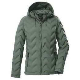 Steppjacke Killtec "KOW 23 WMN QLTD JCKT", Damen, Gr. 40, gr&uuml;n (graugr&uuml;n), Oberseite: 100% Polyester;R&uuml;ckseite: 100% Polyester;F&uuml;llung: 100% Polyester, Jacken Steppjacke, Wasserabweisende Damenjacke mit verstellbarer Kapuze und Taschen