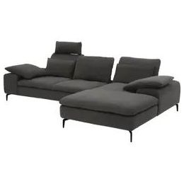 Ecksofa W.Schillig "valentinoo, Designsofa, bequem, elegant und zeitlos, L-Form", grau (anthrazit z69), B:299cm H:83cm T:178cm, Longlife Xtra-Leder Z69: Das feinnarbige, gedeckte Softleder Z69 besticht durch seine au&szlig;ergew&ouml;hnliche Weichheit im trendigen &raquo;Vintage-Look&laquo;, Hautst&auml;rke 0, 9 - 1, 1 mm, Sofas, Ecksofa, inklusive Hocker, mit Sitztiefenverstellung, Breite 299 cm