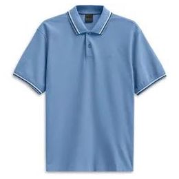 Poloshirt Bugatti "Modern Fit", Herren, Gr. XXL, blau (340, blaugrau), 100% Baumwolle, unifarben, normal, ohne Ausschnitt, Rippb&uuml;ndchen, Shirts, Basic Essential aus Baumwolle