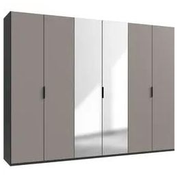 Kleiderschrank wimex "Oxford by fresh to go, in 3 Breiten, Made in Germany", grau (grafit, saharagrau), B:300cm H:216cm T:58cm, Holzwerkstoff, Schr&auml;nke, Kleiderschrank, mit hochwertigen Faltt&uuml;ren f&uuml;r den perfekten &Uuml;berblick