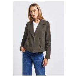 Kurzjacke Street One, Damen, Gr. 44, braun (nomad braun), Web, Obermaterial: 69% Baumwolle, 31% Polyester; Futter: 100% Polyester, unifarben, normal normal, V-Ausschnitt, abgesteppt, Jacken Kurzjacke, im soften Baumwoll-Mix