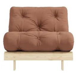 Daybett KARUP DESIGN "Roots Sofa Bed, Schlafsofa, Daybett, Bettfunktion, FSC-Massivholz", braun (clay braun), B:90cm H:85cm, Bezug: 80% Baumwolle, 20% Polyester, Daybetten, Inkl. Futonmatratze. Mehrere Gr&ouml;&szlig;en & Farben, Made in Europe