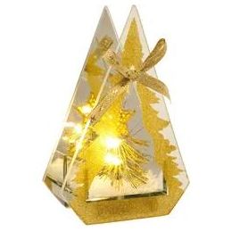 LED-Dekofigur I.GE.A. "Dekoobjekt aus Glas mit LED Licht", gold, B:13cm H:20cm, Glas, Dekofiguren, Mit Tannenbaum Kunstschnee Deko Weihnachten Weihnachtsdeko Dekoration