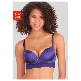 Push-up-BH Vivance "Anisa", Damen, Gr. 80, Cup A, lila, Microtouch, Obermaterial: 60% Polyamid, 35% Polyester, 5% Elasthan, BHs Push-up-BH, mit B&uuml;gel und Spitze entlang der Unterbrust, sexy Dessous