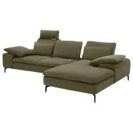 Ecksofa W.Schillig "valentinoo, Designsofa, bequem, elegant und zeitlos, L-Form", gr&uuml;n (camouflage z69), B:299cm H:83cm T:178cm, Longlife Xtra-Leder Z69: Das feinnarbige, gedeckte Softleder Z69 besticht durch seine au&szlig;ergew&ouml;hnliche Weichheit im trendigen &raquo;Vintage-Look&laquo;, Hautst&auml;rke 0, 9 - 1, 1 mm, Sofas, Ecksofa, inklusive Hocker, mit Sitztiefenverstellung, Breite 299 cm