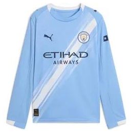 Trainingsshirt Puma "Manchester City 25/26 Langarm-Heimtrikot Jugendliche", M&auml;dchen, Gr. 164, wei&szlig; (team light blau wei&szlig;), Obermaterial: 100% Polyester. Rippe: 100% Polyester, regular fit, Rundhals, Shirts