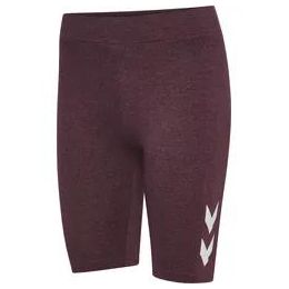 Trainingstights Hummel "HMLPULSE LOGO MW SHORT TIGHTS", Damen, Gr. S, N-Gr, fudge melange, Obermaterial: 57% Baumwolle, 38% Polyester, 5% Elasthan, Hosen