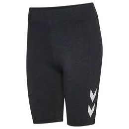 Trainingstights Hummel "HMLPULSE LOGO MW SHORT TIGHTS", Damen, Gr. M, N-Gr, schwarz (schwarz melange), Obermaterial: 57% Baumwolle, 38% Polyester, 5% Elasthan, Hosen