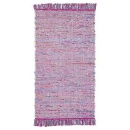 Teppich ANDIAMO "Frida" Gr. 2, lila (aubergine), B:60cm H:8mm L:120cm, Baumwolle, Teppiche, Teppich, Handweb Teppich, Fleckerl, reine Baumwolle, handgewebt, mit Fransen