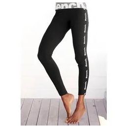 Leggings BENCH. LOUNGEWEAR, Damen, Gr. 44/46, N-Gr, schwarz, Jersey, Obermaterial: 95% Baumwolle, 5% Elasthan, unifarben, Basic, eng lang, Hosen Leggings, mit bedruckten Tapestreifen