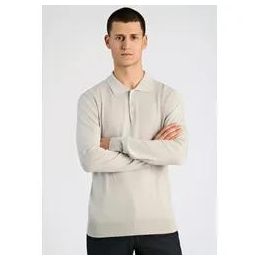 Poloshirt LINDBERGH "Strickpullover Slim Fit", Herren, Gr. L, grau (lt grau), Obermaterial: 80% Viskose, 20% Nylon, unifarben, schmal, V-Ausschnitt, Shirts