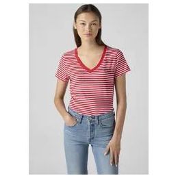 Levi's T-Shirt LEVI'S "PERFECT TEE", Damen, Gr. S (36), lse_true rot stripe true rot, Single Jersey, Obermaterial: 100% Baumwolle, gestreift, figurbetont normal, Rundhals, Shirts T-Shirt, mit kleiner Logo-Stickerei