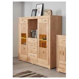 Highboard VOGL M&Ouml;BELFABRIK, braun (eichefarben chalet, wildeiche massiv), B:154cm H:135cm T:40cm, Sideboards, Highboard, Breite 154 cm, Teilmassivholz, Made in Germany