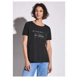 T-Shirt Street One, Damen, Gr. 34, grau (granite grau), Web, 95% Baumwolle, 5% Elasthan, bedruckt, comfort fit normal, Rundhals, B&uuml;ndchen, Shirts T-Shirt, aus Baumwolle mit Stretchante