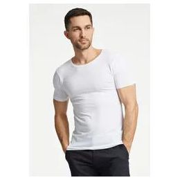 T-Shirt LINDBERGH "T-Shirt Slim Fit", Herren, Gr. S, wei&szlig;, Obermaterial: 70% Viskose, 25% Baumwolle, 5% Elasthan, unifarben, schmal, Rundhals, Shirts T-Shirt
