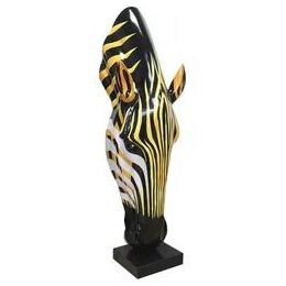 Tierfigur Gilde "Skulptur Zebra Zebrakopf orange; schwarz; wei&szlig; H. 50 cm", schwarz (orange, schwarz, wei&szlig;), B:19cm H:50cm T:17cm, Kunstharz, Marmor, Dekofiguren