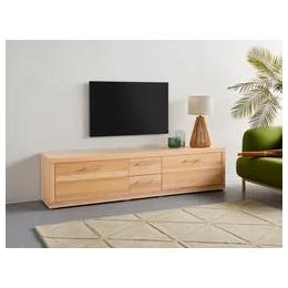 Lowboard VOGL M&Ouml;BELFABRIK "1237", braun (buche), B:211cm H:42cm T:42cm, Holzwerkstoff, Massivholz, Sideboards, Lowboard, Massivholzfront, Breite ca. 211 cm, mit Softclose Funktion