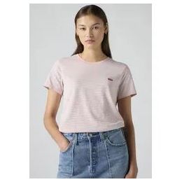 Levi's T-Shirt LEVI'S "PERFECT TEE", Damen, Gr. M (38), lse_peach skin stripe peachskin, Single Jersey, Obermaterial: 100% Baumwolle, gestreift, figurbetont normal, Rundhals, Shirts T-Shirt, mit kleiner Logo-Stickerei