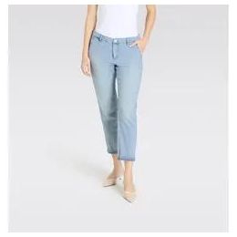 Slim-fit-Jeans MAC "CHINO turn up", Damen, Gr. 48, N-Gr, authentic surf blau, Denim/Jeans, Obermaterial: 98% Baumwolle, 2% Elasthan, unifarben, slim fit kn&ouml;chelfrei, Jeans Slim-fit-Jeans, im Five-Pocket Style