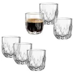 Espressoglas Leonardo "GOCCE, 90 ml, 6er-Set", transparent, H:5,6cm &Oslash;:5,2cm, Glas, Trinkgef&auml;&szlig;e, 3. Variante, mit Tropfenrelief