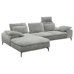 Ecksofa W.Schillig "valentinoo, Designsofa, bequem, elegant und zeitlos, L-Form", grau (grau z73), B:299cm H:83cm T:178cm, Longlife Xtra-Leder Z73: Naturwalkleder der Luxusklasse aus den erlesensten Rohh&auml;uten. Hautst&auml;rke 1, 1 &ndash; 1, 3 mm, Sofas, Ecksofa, inklusive Hocker, mit Sitztiefenverstellung, Breite 299 cm