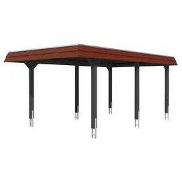 Skan Holz Einzelcarport SKANHOLZ "Wendland", grau (anthrazit, rote blende), B/H/T: 243cm x, Carports