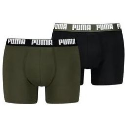 Boxershorts Puma "Puma MEN EVERYDAY BASIC BOXERS 2P", Herren, Gr. L, gr&uuml;n (dunkelgr&uuml;n), Single Jersey, Obermaterial: 95% Baumwolle, 5% Elasthan, k&ouml;rpernah, Unterhosen, mit Logobund