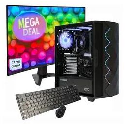 GAMEMAX PC-Komplettsystem "MegaDeal Diamond BK 2613 Ryzen 5 5600G Radeon Graphics 32GB 1TB SSD", Energieeffizienz: E (A-G), schwarz, Microsoft Windows 11 Home (64 Bit), 32 GB RAM 1.000 GB SSD, Computer_Komplettsysteme, Windows 11 + MSI MAG 32C6 Curved Monitor, 80cm (32")