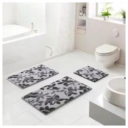 Badematte Grund "Umbria", beige (taupe), H:20mm, Polyacryl, Badematten, Badematte, Modernes Bl&auml;ttermuster in Black oder Taupe, 5 Jahre Garantie