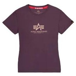 T-Shirt Alpha Industries "New Basic T-Shirt BL W", Damen, Gr. XS, lila (plum), Obermaterial: 100% Baumwolle, Shirts T-Shirt