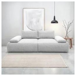 Big-Sofa DOMO collection "&Eacute;vora Megasofa Breite 244 cm", silber, B:244cm H:80cm T:113cm, 95% Polyester, 5% Baumwolle, Sofas, Big-Sofa, Federkern, inkl. Armlehnenverstellung, Struktur grob, silber