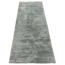 Hochflor-Teppich CarpetFine "Silky, auch als L&auml;ufer erh&auml;ltlich", gr&uuml;n, B:75cm H:20mm L:240cm, Mikropolyester, Teppiche, Shaggy, Langflor, uni, besonders weich, Handarbeit