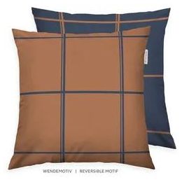 Kissenbez&uuml;ge Tom Tailor HOME "new bedroom, LARGE CHECK, 40x40cm oder 40x80cm", blau (schwarz navy, rusty rot), B:40cm L:40cm, Flanell, Obermaterial: 100% Baumwolle, Kissenbez&uuml;ge, mit Markenrei&szlig;verschluss