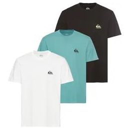 T-Shirt Quiksilver "NOTCHED SHORT SLEEVE TEE PACK3 YM", Damen, Gr. 3XL, wei&szlig; (schwarz, wei&szlig;, sea spray), Obermaterial: 100% Baumwolle, Shirts T-Shirt