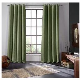 Verdunkelungsvorhang Bruno Banani "Bela" Gr. 2, gr&uuml;n, B:130cm H:175cm, Polyester, Gardinen, blickdicht, meliert, verschiedene Gr&ouml;&szlig;en