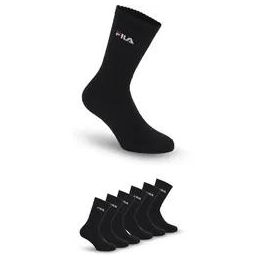 Sportsocken Fila "UNISEX CREW TENNIS FULL TERRY SOCKS", Herren, Gr. 43-46, schwarz, Baumwollmischung, unifarben, normal, Socken Sportsocken, mit eingestrickem Logo